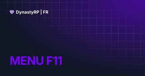 Menu F11 Dynastyrp Fr