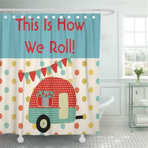 Cynlon Pink Camper Caravan Sayings This Is How We Roll Bathroom Decor