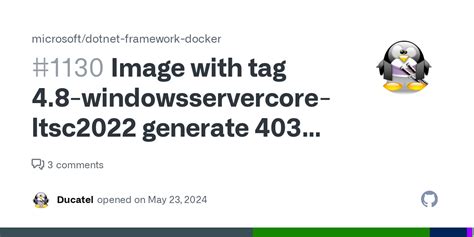 Image With Tag 48 Windowsservercore Ltsc2022 Generate 403 Error By