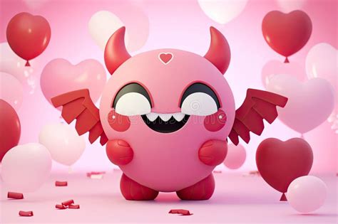 Adorable Monster Holding A Heart Cute Valentines Monster Cute Fluffy