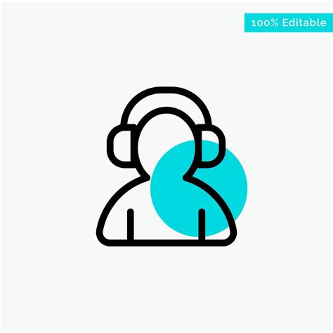 Avatar Support Man Headphone Turquoise Highlight Circle Point Vector