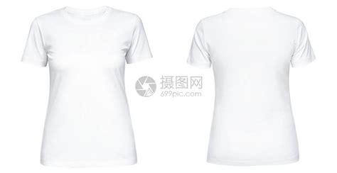 空白色女T恤模板正面和背面视图隔离在白色背景上用于促销的高清图片下载 正版图片503530764 摄图网