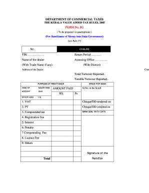 Treasury Challan Form Malayalam Fill Online Printable Fillable Blank PdfFiller