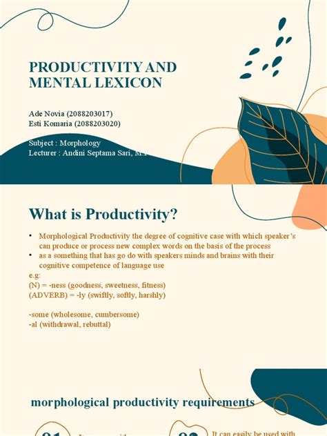 Productivity Pdf Morphology Linguistics Lexicon
