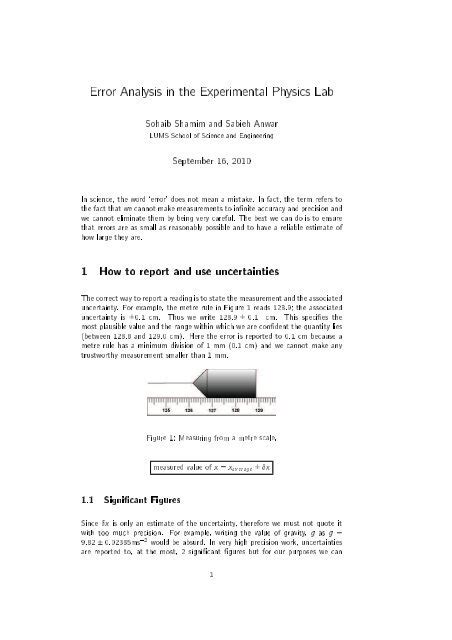 Errors In Experimental Physics