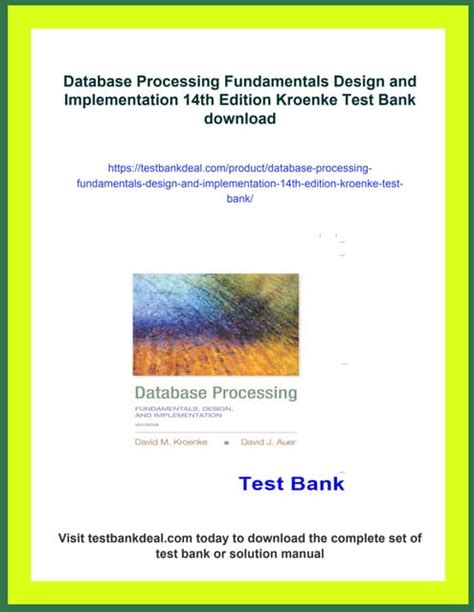 Database Processing Fundamentals Design And Implementation 14th Edition Kroenke Test Bank Pdf