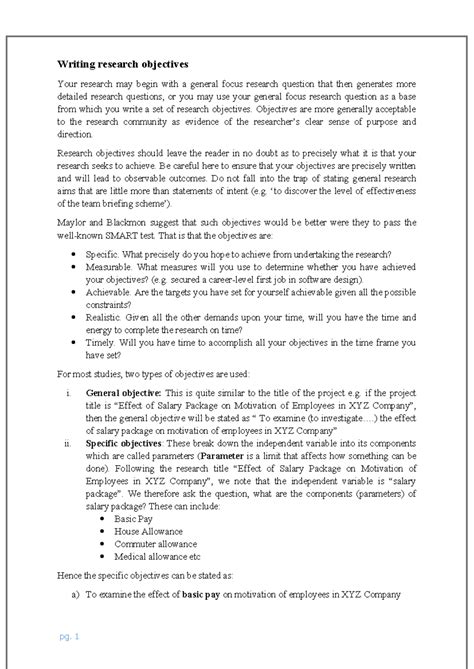 Writing Research Objectives Objectives Are More Generally Acceptable To The Research Community