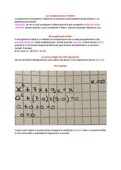 Ripasso Scomposizione Appunti Di Matematica Docsity