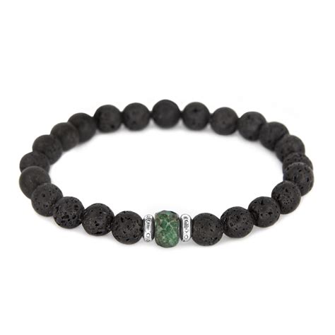 Мужской браслет "Emerald" из вулканической лавы с изумрудом - Amoleto ...
