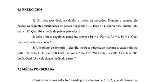 Exercicios De Medias Aritmeticas