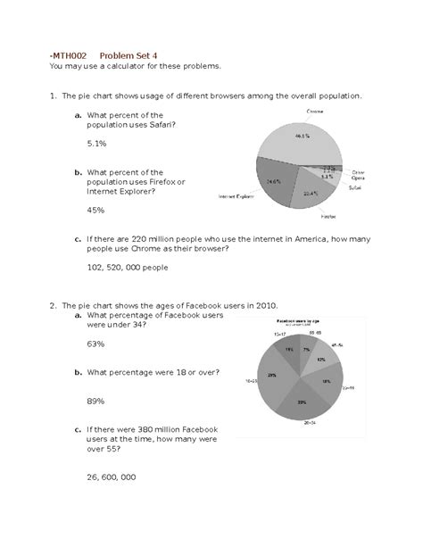 Problem Set 4 Data Set 4 Answers Mth002 Problem Set 4 You May Use