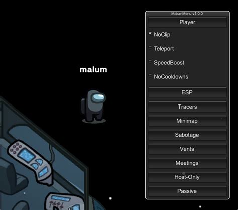 Github Scp Thj Malummenu An Easy To Use Among Us Cheat Menu With A