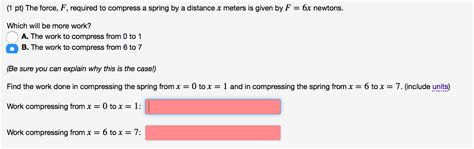 Solved The Force F Required To Compress A Spring By A Chegg