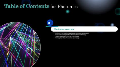 Photonics Table Of Contents Ppt Powerpoint Presentation Icon Show Ppt Powerpoint