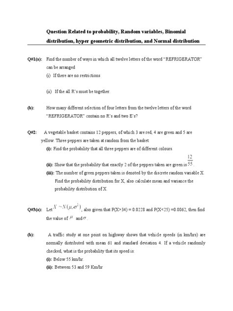 Questions Probability And Probability Distributions Download Free Pdf