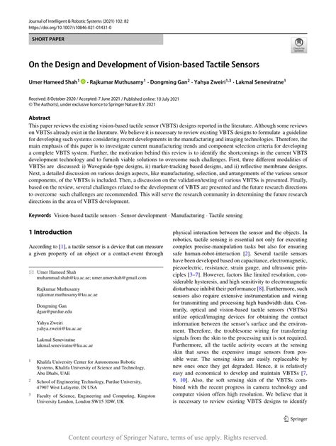 On The Design And Development Of Vision Based Tactile Sensors Request Pdf