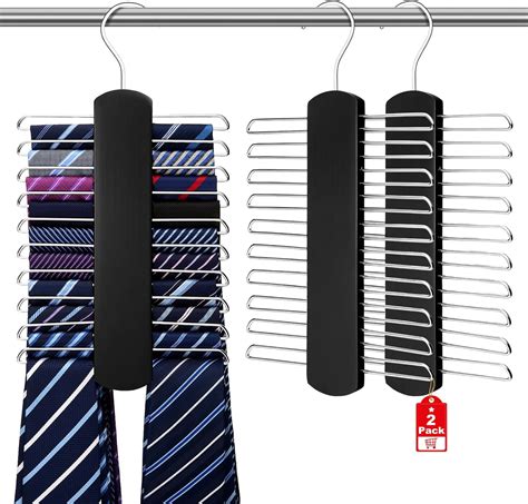 Amazon Tie Rack For Closet 2 Pack Premium Wooden Necktie