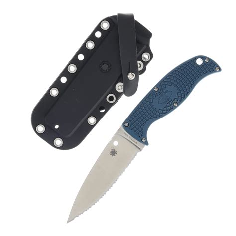 Spyderco Enuff 2 Fixed Knife Blue 395 Inch Serrated Satin Drop Point