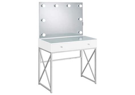 Eliza Vanity Set With Lighting And Stool White And Chrome