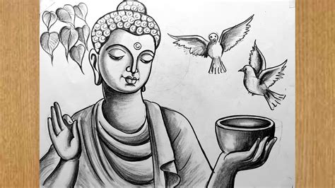 Lord Buddha Pencil Sketch Easy Pencil Drawing Method Step 50 Off