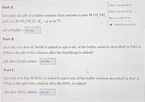 Solved Part Out Of Calculate The PH Of A Buffer Chegg Com