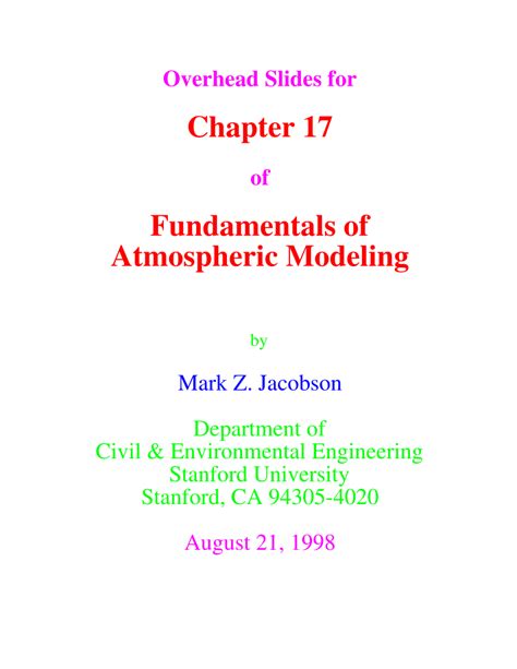 Pdf Fundamentals Of Atmospheric Modeling