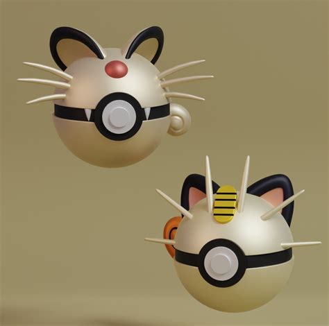 Stl File Pokemon Meowth Persian Pokeball 🐉 ・3d Printable Model To