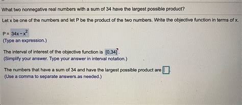 Answered What Two Nonnegative Real Numbers With Bartleby