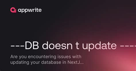 Db Doesn T Update Threads Appwrite