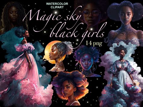 Black Girl Magic Clipart Night Sky Art Graphic By Fantasydreamworld
