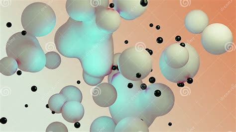 Liquid Fluid Dynamic Abstract Animated White Metaball Floating Spheres