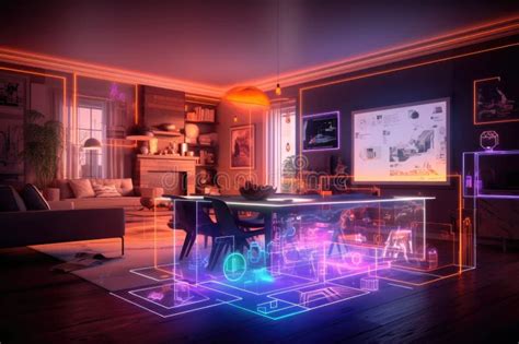 ai controlled smart home system interface stock illustration