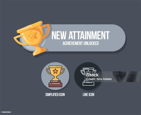 공적 패널 디자인입니다 우승자 컵 달성 배너 개념입니다 만화 스타일에 보상 아이콘 Championship에 대한 스톡 벡터 아트