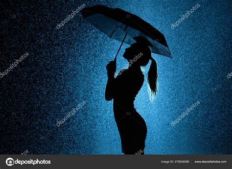 Silhouette Umbrella Girl Rain