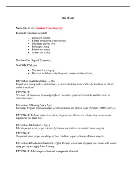 Impaired Tissue Integritydocx Pdf Wound Diseases And Disorders
