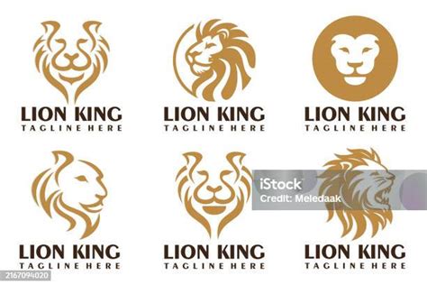 사자 머리 아이콘 세트 로고 디자인 벽지 벡터 일러스트 레이 션 갈기에 대한 스톡 벡터 아트 및 기타 이미지 갈기 고양잇과 국왕 Istock