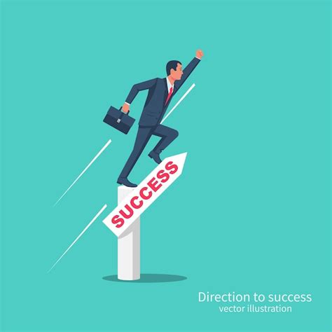 Premium Vector Direction To Success Businessman Jumps Up The Arrow