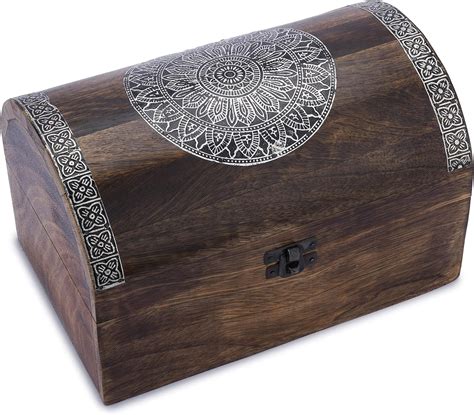 Amazon Ajuny Wooden Handcarved Decorative Jewelry Box With Mandala Flower Design On Lid