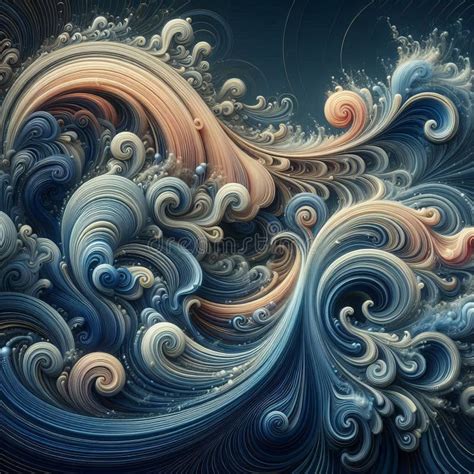 Dynamic Wave Pattern With Swirling And Cascading Shapes Phtor Stock