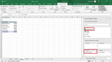 Pivot Table In Excel With Example पाइवट टेबल का उपयोग एक्सेल में उदहारण के साथ Tech Gnb