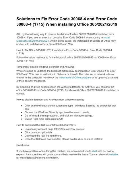 Ppt Solutions To Fix Error Code 30068 4 And Error Code 30068 4 1715 When Installing Office