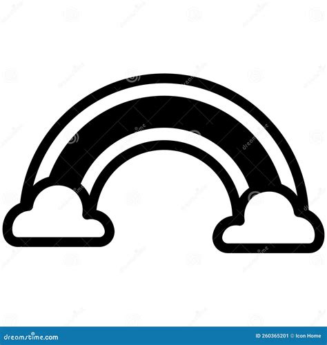 Rainbow With Clouds Flat Line Icon Stock Vector Illustration Of