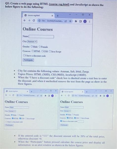 solved q2 create a web page using html comrse rephtml and
