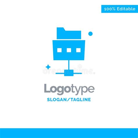 Network File Folder Blue Solid Logo Template Place For Tagline Stock