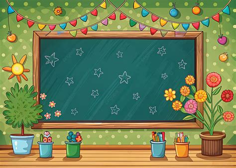 Teacher Explaining Lesson To Students With Blackboard Drawings