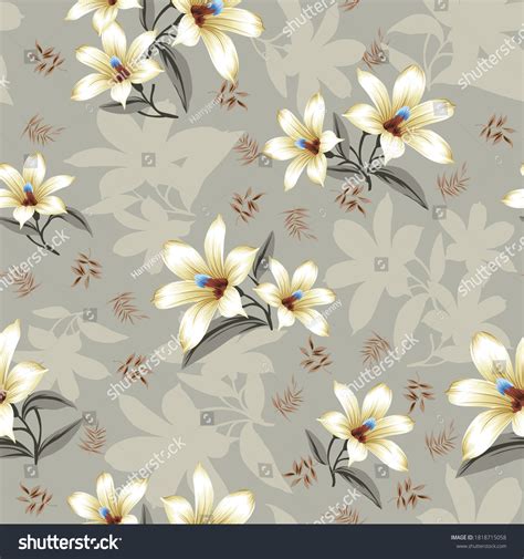 Yellow Vector Flowers Brown Leaves Pattern Vetor Stock Livre De