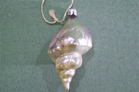 Купить Игрушка елочная Раковина Ракушка фиолетовая стеклянная Новогодняя Стекло подвесная