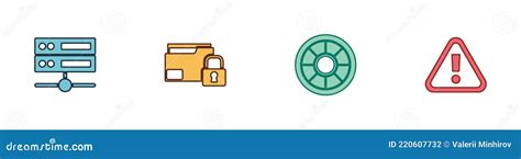 Set Server Data Web Hosting Folder And Lock Safe And Exclamation