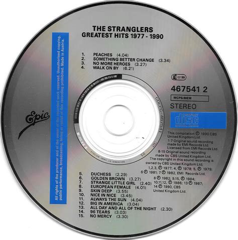 Best Of The Stranglers Greatest Hits 1977 1990 By The Stranglers 1994