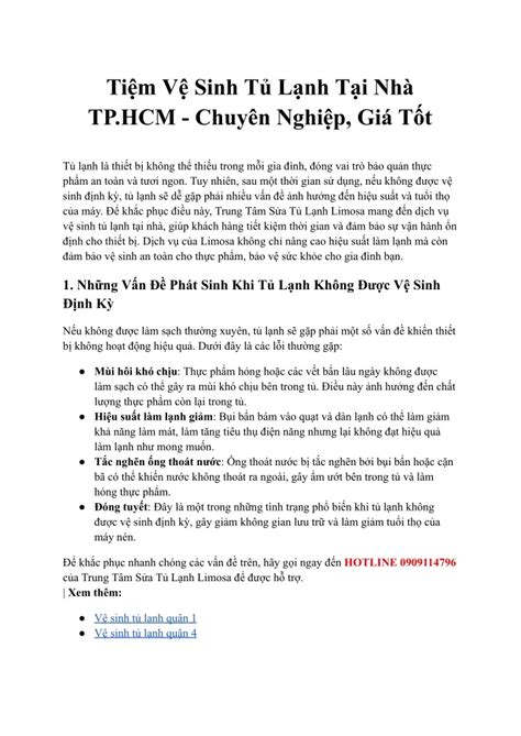 PPT Tiệm Vệ Sinh Tủ Lạnh Tại Nhà TP HCM PowerPoint Presentation ID